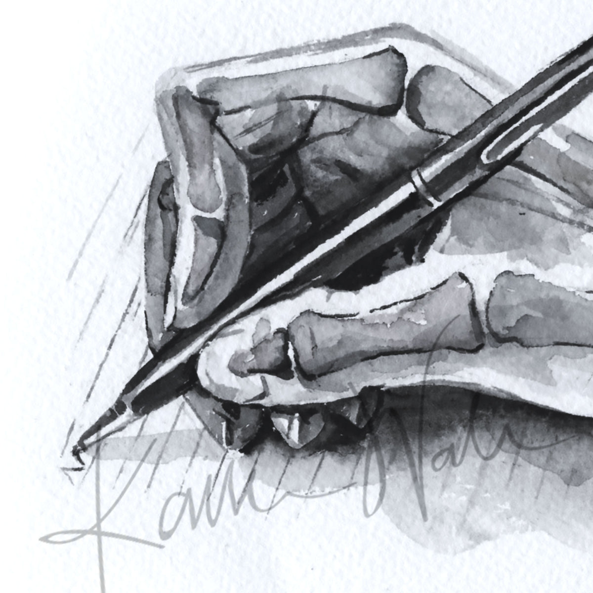 Writing Hand Watercolor Print – Lyon Road Art